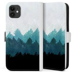 DeinDesign iPhone 11 Handy Klapph&uuml;lle Handyh&uuml;lle aus Kunst Leder wei&szlig; Flip Case Tree Forrest Abstract Sideflip mit Lasche