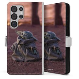 DeinDesign Galaxy S25 Ultra Handy Klapph&uuml;lle Handyh&uuml;lle aus Kunst Leder wei&szlig; Flip Case The Child Star Wars Baby Yoda Sideflip mit Lasche