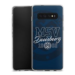 DeinDesign Galaxy S10 Plus Handy Silikon H&uuml;lle Case transparent Handyh&uuml;lle Soccer Merchandise Msv Duisburg Silikon Case