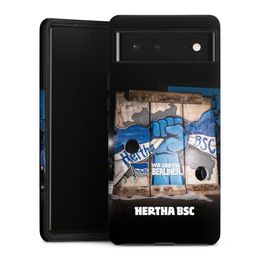 DeinDesign Google Pixel 6 Handy Panzer Handyh&uuml;lle robuste Outdoor H&uuml;lle Schutzh&uuml;lle matt Hertha Bsc Wall Official Licensed Product Tough Case
