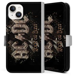 DeinDesign iPhone 14 Handy Klapph&uuml;lle Handyh&uuml;lle aus Kunst Leder wei&szlig; Flip Case Rock Or Bust Official Licensed Product Acdc Sideflip mit Lasche