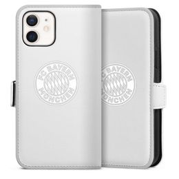 DeinDesign iPhone 12 Handy Klapph&uuml;lle Handyh&uuml;lle aus Kunst Leder wei&szlig; Flip Case Fcb Coat Of Arms Fc Bayern M&uuml;nchen Sideflip mit Lasche