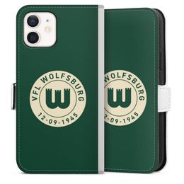 DeinDesign iPhone 12 Handy Klapph&uuml;lle Handyh&uuml;lle aus Kunst Leder wei&szlig; Flip Case 80 Jahre Official Licensed Product Vfl Wolfsburg Sideflip mit Lasche