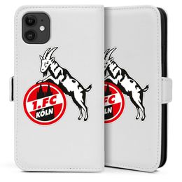 DeinDesign iPhone 11 Handy Klapph&uuml;lle Handyh&uuml;lle aus Kunst Leder wei&szlig; Flip Case Transparent Logo 1. Fc K&ouml;ln Sideflip mit Lasche