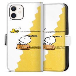 DeinDesign iPhone 12 Handy Klapph&uuml;lle Handyh&uuml;lle aus Kunst Leder wei&szlig; Flip Case Snoopy Peanuts Children Sideflip mit Lasche