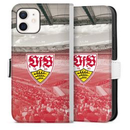 DeinDesign iPhone 12 Handy Klapph&uuml;lle Handyh&uuml;lle aus Kunst Leder wei&szlig; Flip Case Official Licensed Product Vfb Stuttgart Stadium Sideflip mit Lasche