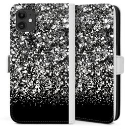 DeinDesign iPhone 11 Handy Klapph&uuml;lle Handyh&uuml;lle aus Kunst Leder wei&szlig; Flip Case Muster Snowflake Glitzer Sideflip mit Lasche