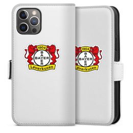 DeinDesign iPhone 12 Pro Handy Klapph&uuml;lle Handyh&uuml;lle aus Kunst Leder wei&szlig; Flip Case Bayer 04 Leverkusen Official Licensed Product Logo Sideflip mit Lasche