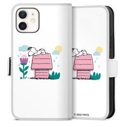 DeinDesign iPhone 12 Handy Klapph&uuml;lle Handyh&uuml;lle aus Kunst Leder wei&szlig; Flip Case Snoopy Dog Official Licensed Product Sideflip mit Lasche