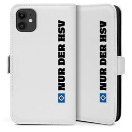 DeinDesign iPhone 11 Handy Klapph&uuml;lle Handyh&uuml;lle aus Kunst Leder wei&szlig; Flip Case Hsv Transparent Hamburger Sv Sideflip mit Lasche