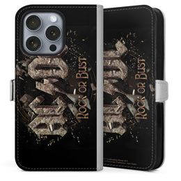 DeinDesign iPhone 16 Pro Max Handy Klapph&uuml;lle Handyh&uuml;lle aus Kunst Leder wei&szlig; Flip Case Official Licensed Product Rock Or Bust Acdc Sideflip mit Lasche