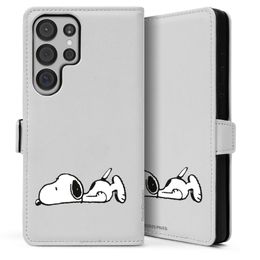 DeinDesign Galaxy S25 Ultra Handy Klapph&uuml;lle Handyh&uuml;lle aus Kunst Leder wei&szlig; Flip Case Official Licensed Product Snoopy Peanuts Sideflip mit Lasche