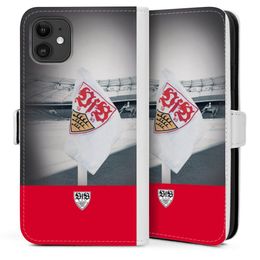 DeinDesign iPhone 11 Handy Klapph&uuml;lle Handyh&uuml;lle aus Kunst Leder wei&szlig; Flip Case Vfb Stuttgart Bundesliga Official Licensed Product Sideflip mit Lasche