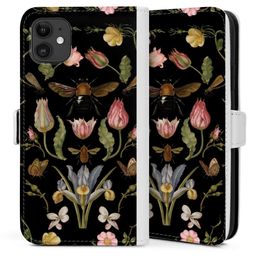 DeinDesign iPhone 11 Handy Klapph&uuml;lle Handyh&uuml;lle aus Kunst Leder wei&szlig; Flip Case Flower Wreath Bee Blossom Sideflip mit Lasche