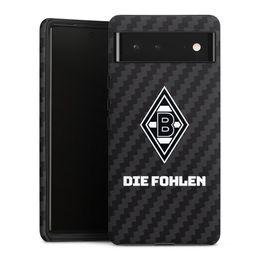 DeinDesign Google Pixel 6 Handy Panzer Handyh&uuml;lle robuste Outdoor H&uuml;lle Schutzh&uuml;lle matt Borussia M&ouml;nchengladbach Carbon Gladbach Tough Case