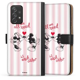 DeinDesign Galaxy A72 Handy Klapph&uuml;lle Handyh&uuml;lle aus Kunst Leder schwarz Flip Case Love Disney Sideflip mit langer Lasche