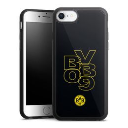 DeinDesign iPhone SE (2020) Handy Gallery Case Handyh&uuml;lle 9H Geh&auml;rtetes Glas R&uuml;ckseite H&uuml;lle Official Licensed Product Lettering Bvb Gallery Case