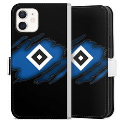 DeinDesign iPhone 12 Handy Klapph&uuml;lle Handyh&uuml;lle aus Kunst Leder wei&szlig; Flip Case Official Licensed Product Hsv Hamburger Sv Sideflip mit Lasche