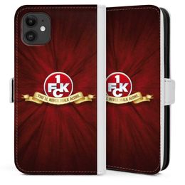 DeinDesign iPhone 11 Handy Klapph&uuml;lle Handyh&uuml;lle aus Kunst Leder wei&szlig; Flip Case Logo Official Licensed Product 1. Fc Kaiserslautern Sideflip mit Lasche
