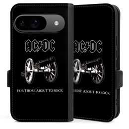 DeinDesign Google Pixel 9 Handy Klapph&uuml;lle Handyh&uuml;lle aus Kunst Leder schwarz Flip Case Music Acdc Merchandise Sideflip mit Lasche