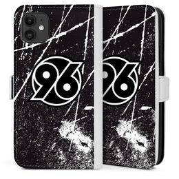 DeinDesign iPhone 11 Handy Klapph&uuml;lle Handyh&uuml;lle aus Kunst Leder wei&szlig; Flip Case Hannover 96 H96 Official Licensed Product Sideflip mit Lasche