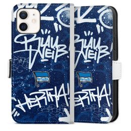 DeinDesign iPhone 12 Handy Klapph&uuml;lle Handyh&uuml;lle aus Kunst Leder wei&szlig; Flip Case Official Licensed Product Hertha Bsc Graffiti Sideflip mit Lasche