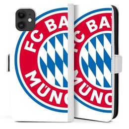 DeinDesign iPhone 11 Handy Klapph&uuml;lle Handyh&uuml;lle aus Kunst Leder wei&szlig; Flip Case Logo Fc Bayern M&uuml;nchen Fcb Sideflip mit Lasche
