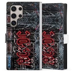 DeinDesign Galaxy S24 Ultra Handy Klapph&uuml;lle Handyh&uuml;lle aus Kunst Leder wei&szlig; Flip Case Merchandise Acdc Official Licensed Product Sideflip mit Lasche