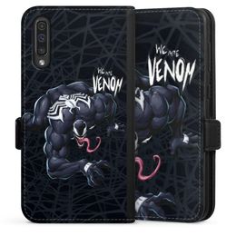 DeinDesign Galaxy A50 Handy Klapph&uuml;lle Handyh&uuml;lle aus Kunst Leder schwarz Flip Case Marvel Venom Spiderman Sideflip mit Lasche