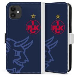 DeinDesign iPhone 11 Handy Klapph&uuml;lle Handyh&uuml;lle aus Kunst Leder wei&szlig; Flip Case Logo 1. Fc Kaiserslautern 1. Fck Sideflip mit Lasche