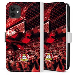 DeinDesign iPhone 11 Handy Klapph&uuml;lle Handyh&uuml;lle aus Kunst Leder wei&szlig; Flip Case Merchandise Official Licensed Product Bayer 04 Leverkusen Sideflip mit Lasche