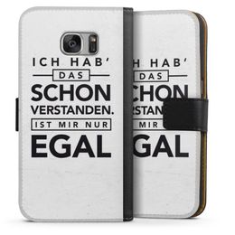 DeinDesign Galaxy S7 Handy Klapph&uuml;lle Handyh&uuml;lle aus Kunst Leder schwarz Flip Case Spruch Sayings Statement Sideflip mit langer Lasche