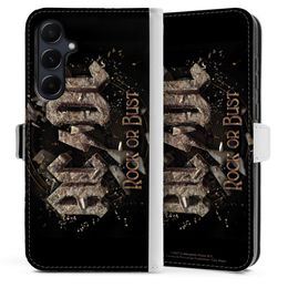 DeinDesign Galaxy A35 5G Handy Klapph&uuml;lle Handyh&uuml;lle aus Kunst Leder wei&szlig; Flip Case Rock Or Bust Official Licensed Product Acdc Sideflip mit Lasche