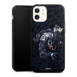 DeinDesign iPhone 12 mini Handy Slim Case extra d&uuml;nn Silikon Handyh&uuml;lle schwarz H&uuml;lle Marvel Venom Spiderman Silikon Slim Case
