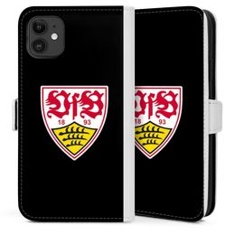 DeinDesign iPhone 11 Handy Klapph&uuml;lle Handyh&uuml;lle aus Kunst Leder wei&szlig; Flip Case Vfb Stuttgart Coat Of Arms Official Licensed Product Sideflip mit Lasche