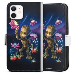 DeinDesign iPhone 12 Handy Klapph&uuml;lle Handyh&uuml;lle aus Kunst Leder wei&szlig; Flip Case Baby Groot Marvel Guardians Of The Galaxy Sideflip mit Lasche