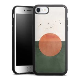 DeinDesign iPhone SE (2020) Handy Gallery Case Handyh&uuml;lle 9H Geh&auml;rtetes Glas R&uuml;ckseite H&uuml;lle Sunset Bird Sunshine Gallery Case