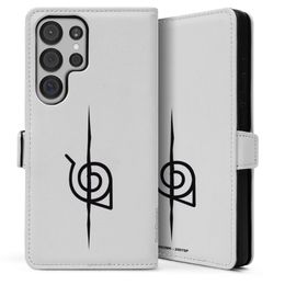 DeinDesign Galaxy S25 Ultra Handy Klapph&uuml;lle Handyh&uuml;lle aus Kunst Leder wei&szlig; Flip Case Konoha Sasuke Naruto Shippuden Sideflip mit Lasche
