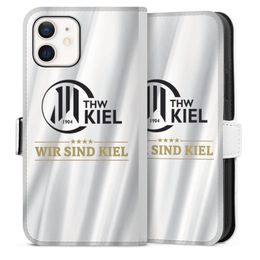 DeinDesign iPhone 12 Handy Klapph&uuml;lle Handyh&uuml;lle aus Kunst Leder wei&szlig; Flip Case Official Licensed Product Thw Kiel Handball Sideflip mit Lasche