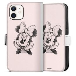 DeinDesign iPhone 12 Handy Klapph&uuml;lle Handyh&uuml;lle aus Kunst Leder wei&szlig; Flip Case Official Licensed Product Disney Minnie Mouse Sideflip mit Lasche