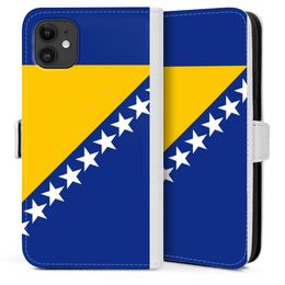 DeinDesign iPhone 11 Handy Klapph&uuml;lle Handyh&uuml;lle aus Kunst Leder wei&szlig; Flip Case Bosnia Flag Sideflip mit Lasche