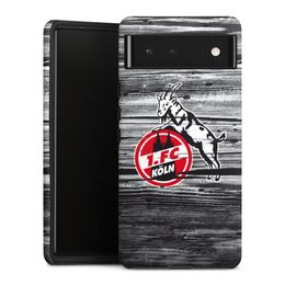 DeinDesign Google Pixel 6 Handy Panzer Handyh&uuml;lle robuste Outdoor H&uuml;lle Schutzh&uuml;lle matt 1. Fc K&ouml;ln Wooden Look Official Licensed Product Tough Case