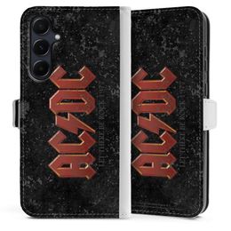 DeinDesign Galaxy A35 5G Handy Klapph&uuml;lle Handyh&uuml;lle aus Kunst Leder wei&szlig; Flip Case Acdc Merchandise Logo Sideflip mit Lasche