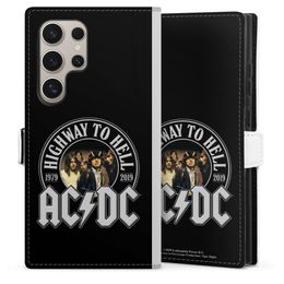 DeinDesign Galaxy S24 Ultra Handy Klapph&uuml;lle Handyh&uuml;lle aus Kunst Leder wei&szlig; Flip Case Acdc Official Licensed Product Rock Sideflip mit Lasche