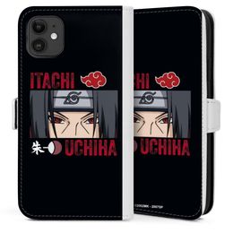 DeinDesign iPhone 11 Handy Klapph&uuml;lle Handyh&uuml;lle aus Kunst Leder wei&szlig; Flip Case Naruto Shippuden Manga Itachi Uchiha Sideflip mit Lasche