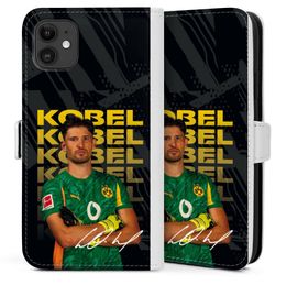 DeinDesign iPhone 11 Handy Klapph&uuml;lle Handyh&uuml;lle aus Kunst Leder wei&szlig; Flip Case Bvb Gregor Kobel Borussia Dortmund Sideflip mit Lasche