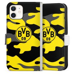 DeinDesign iPhone 12 Handy Klapph&uuml;lle Handyh&uuml;lle aus Kunst Leder wei&szlig; Flip Case Borussia Dortmund Merchandise Bvb Sideflip mit Lasche
