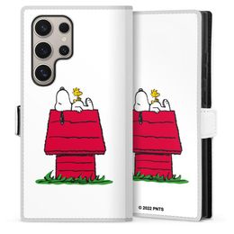 DeinDesign Galaxy S24 Ultra Handy Klapph&uuml;lle Handyh&uuml;lle aus Kunst Leder wei&szlig; Flip Case Snoopy Peanuts Official Licensed Product Sideflip mit Lasche