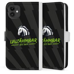 DeinDesign iPhone 11 Handy Klapph&uuml;lle Handyh&uuml;lle aus Kunst Leder wei&szlig; Flip Case Horse Borussia M&ouml;nchengladbach Official Licensed Product Sideflip mit Lasche
