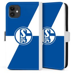 DeinDesign iPhone 11 Handy Klapph&uuml;lle Handyh&uuml;lle aus Kunst Leder wei&szlig; Flip Case Official Licensed Product Fc Schalke 04 Bundesliga Sideflip mit Lasche